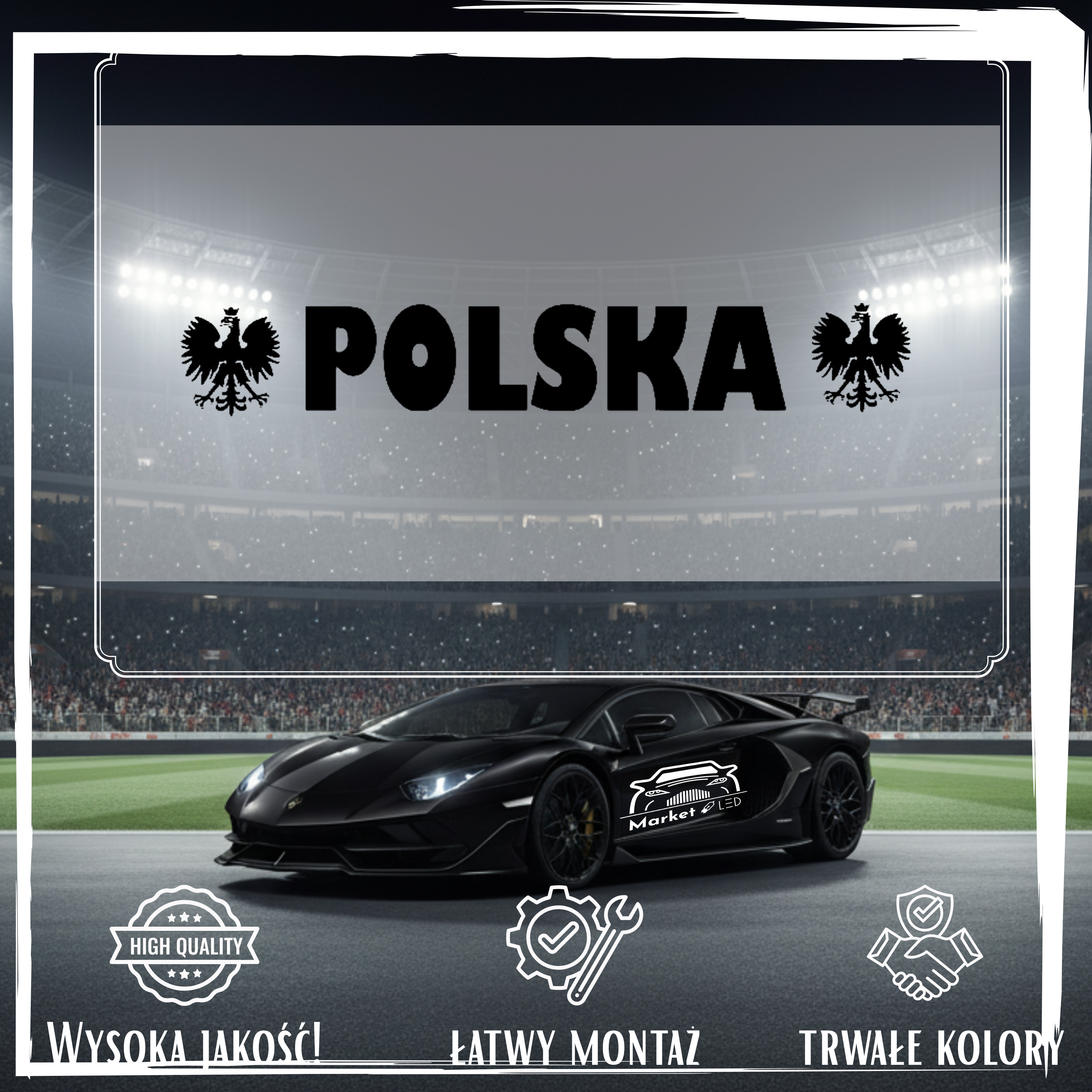 Naklejka POLSKA ORZEŁ – Patriotyczna, Symbol Narodowy, Duma, Tuning